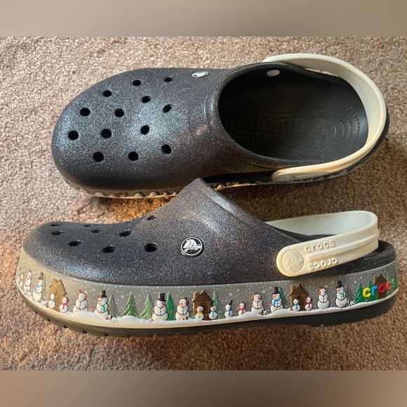 CROCS | Shoes | Snowman Winter Iridescent Glitter Crocs | Poshmark